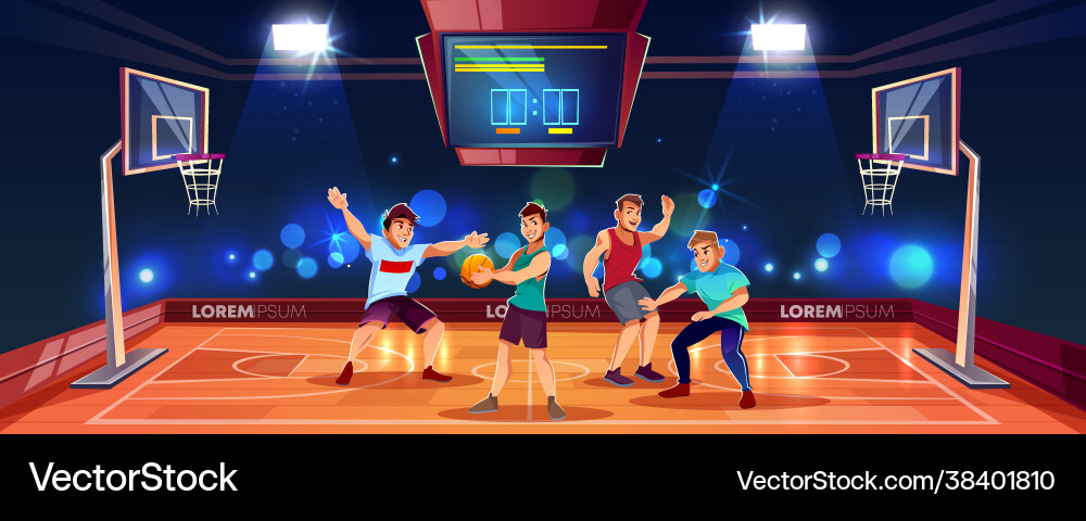 Background with people playing basketball Vector Image