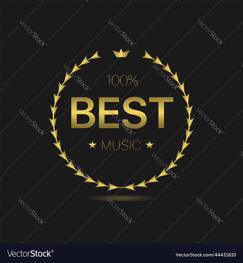 Best music award golden laurel wreath Royalty Free Vector