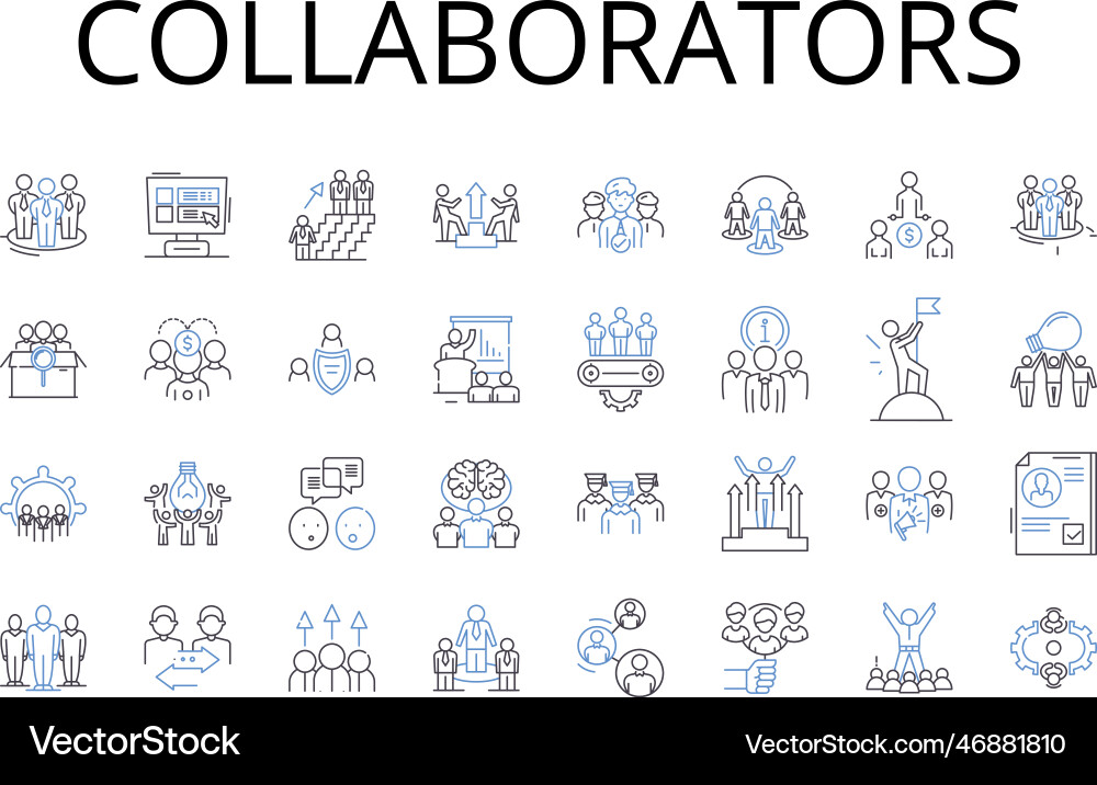 Collaborators line icons collection associates Vector Image
