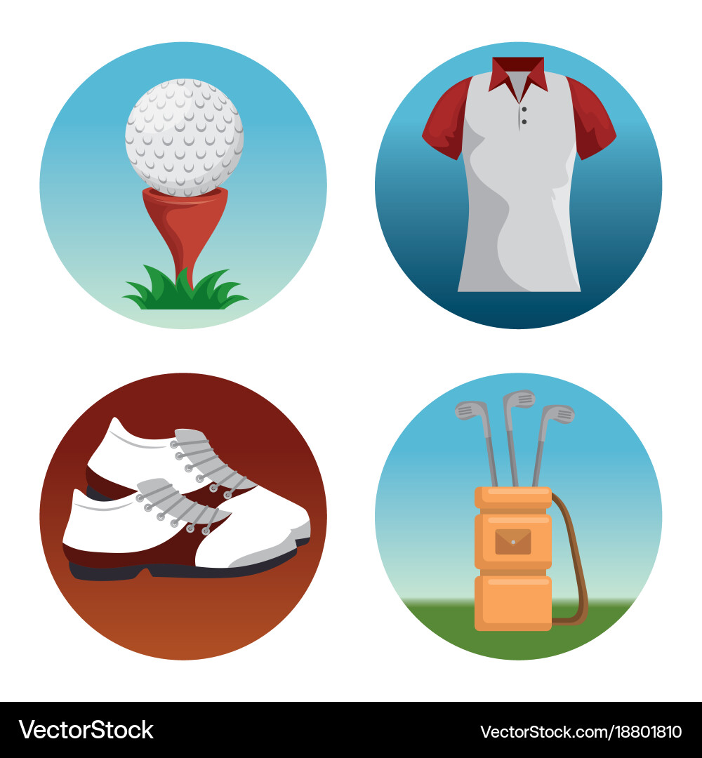 Colorful golf icons set Royalty Free Vector Image