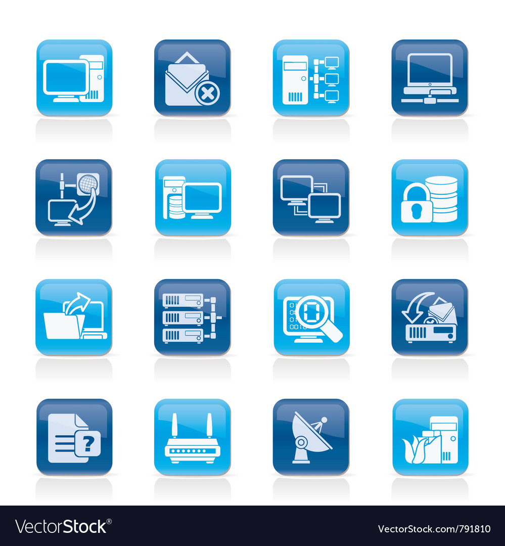 Computer network and internet icons Royalty Free Vector