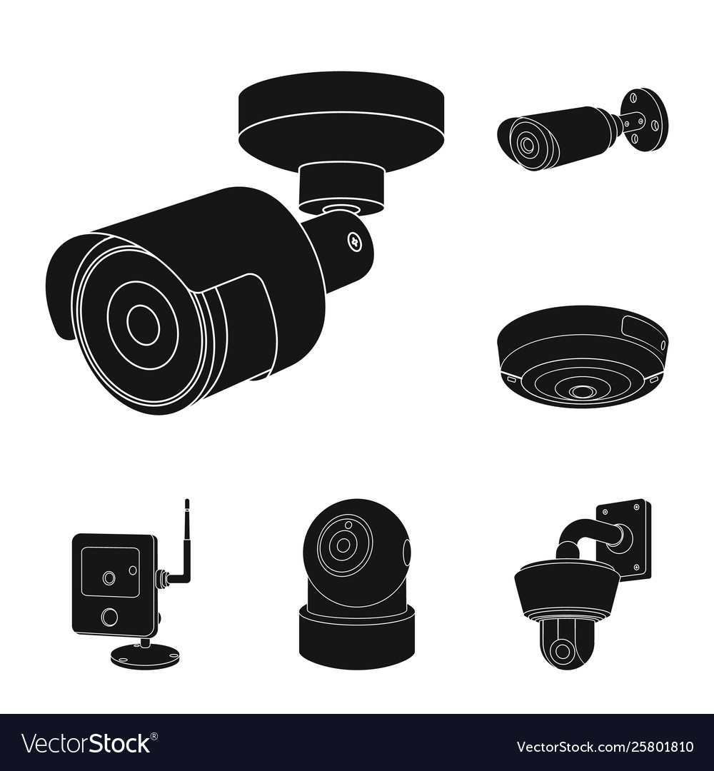 Design cctv and camera icon set Royalty Free Vector Image
