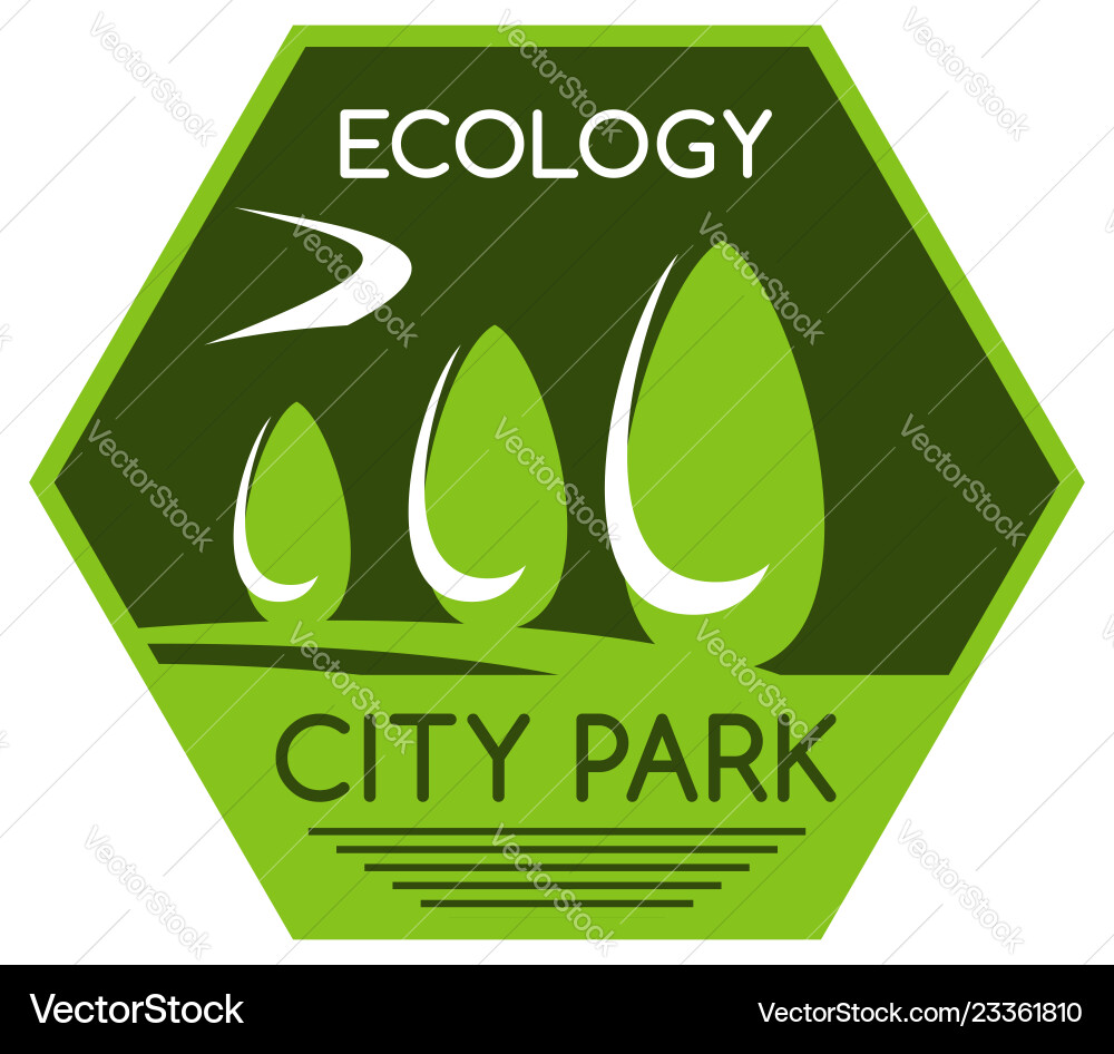 Ecology city park sign Royalty Free Vector Image