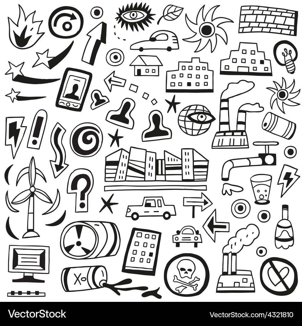 Ecology doodles Royalty Free Vector Image - VectorStock