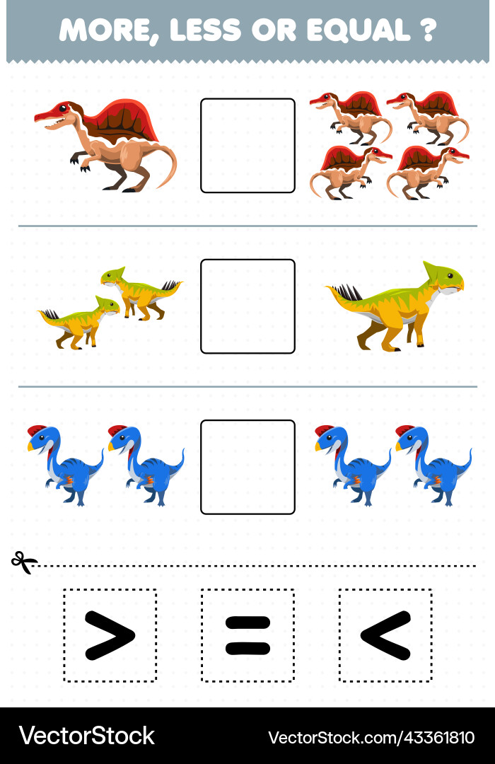 Education game for children more less or equal Vector Image