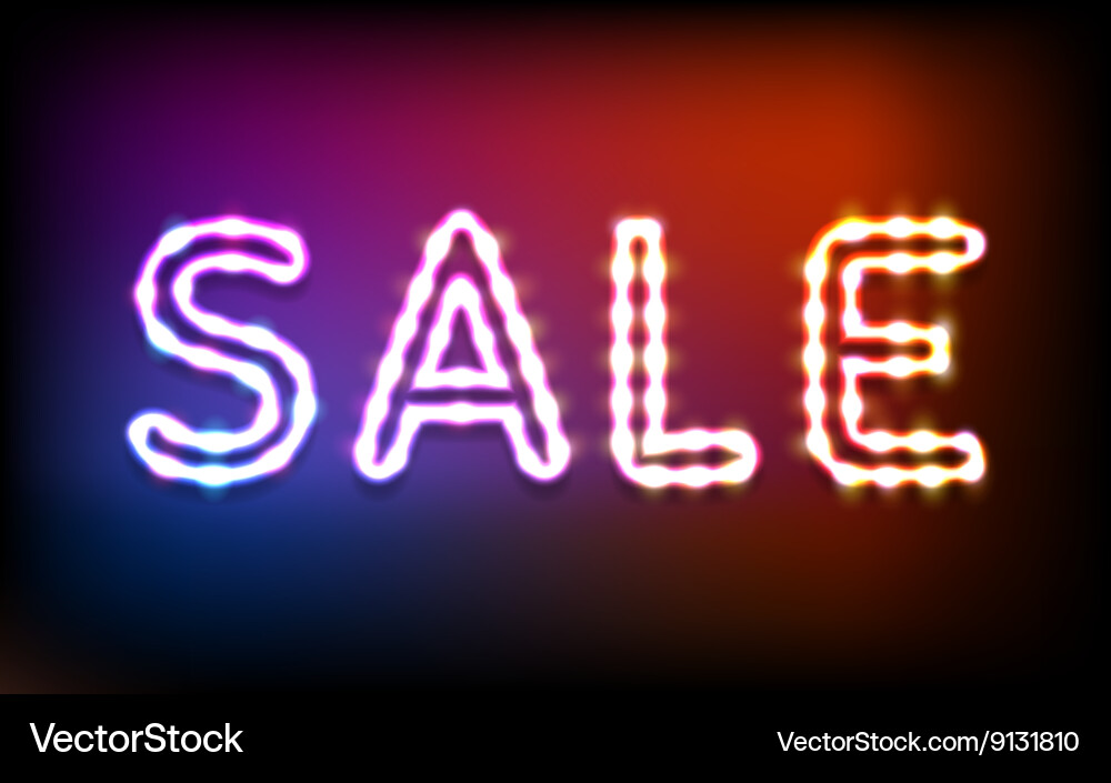 Glowing neon sale frame with light bulbs Vector Image