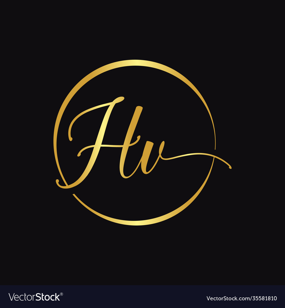 Hv script logo design template initial Royalty Free Vector