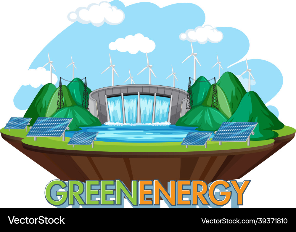 Hydro power plants generate electricity Royalty Free Vector