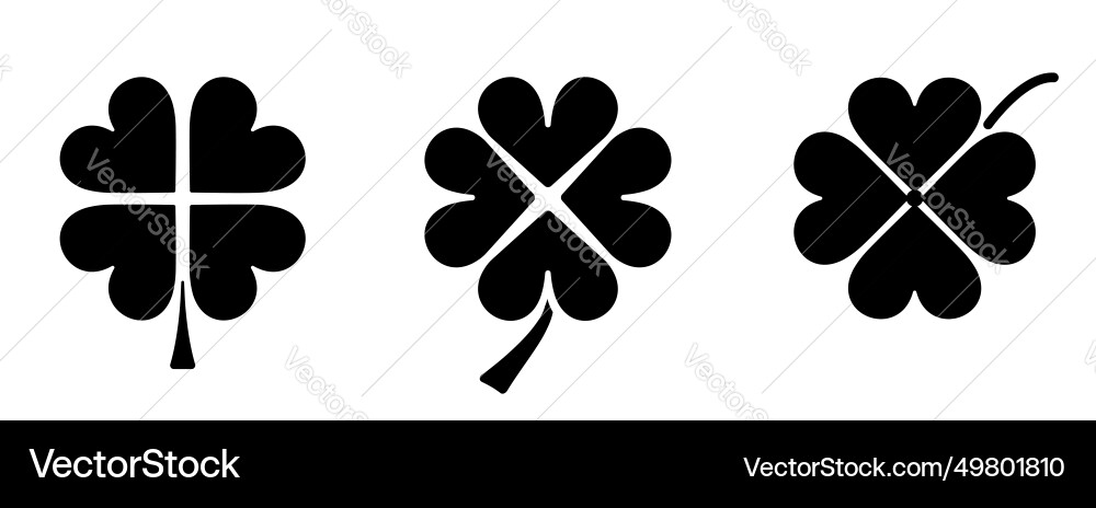 Icon set of four leaf clover symbol flat Vector Image
