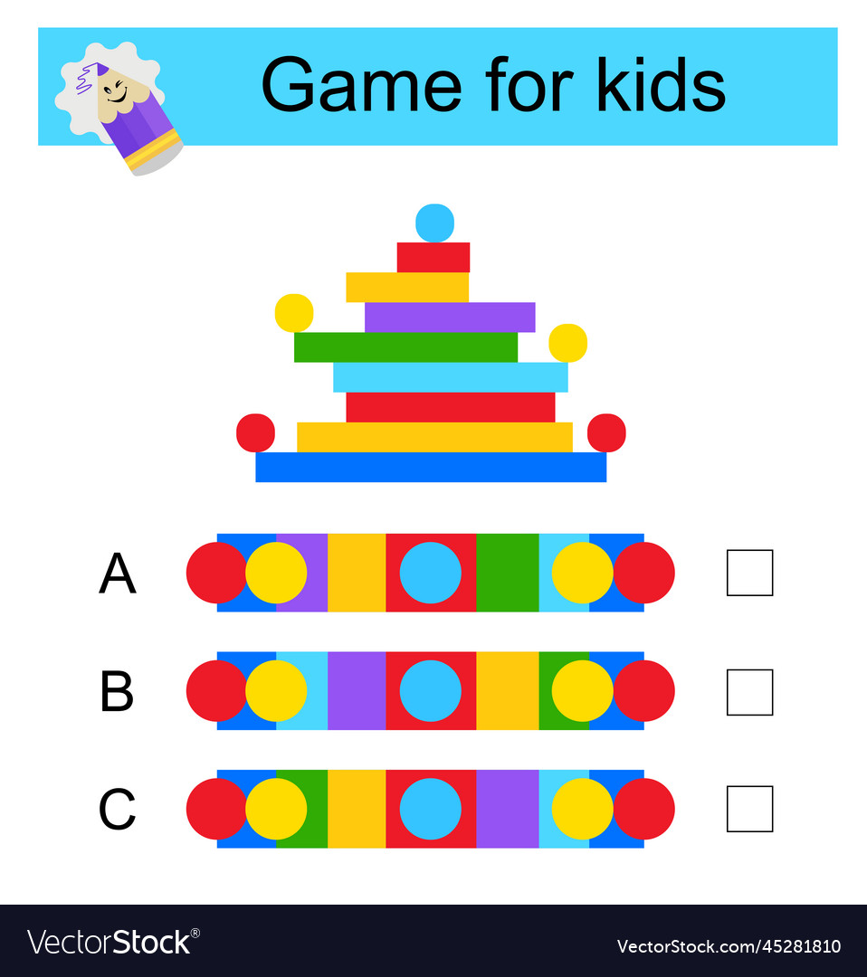 Logical Puzzle Game Need To Find Correct Top View Vector Image