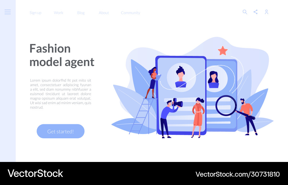 Modeling agency concept landing page Royalty Free Vector