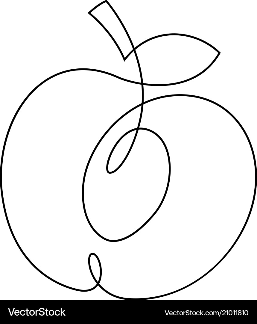 One line peach design hand drawn minimalism style Vector Image