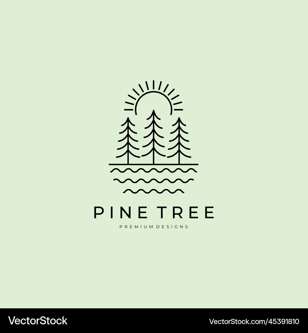 Pine tree logo line art symbol design landscape Vector Image