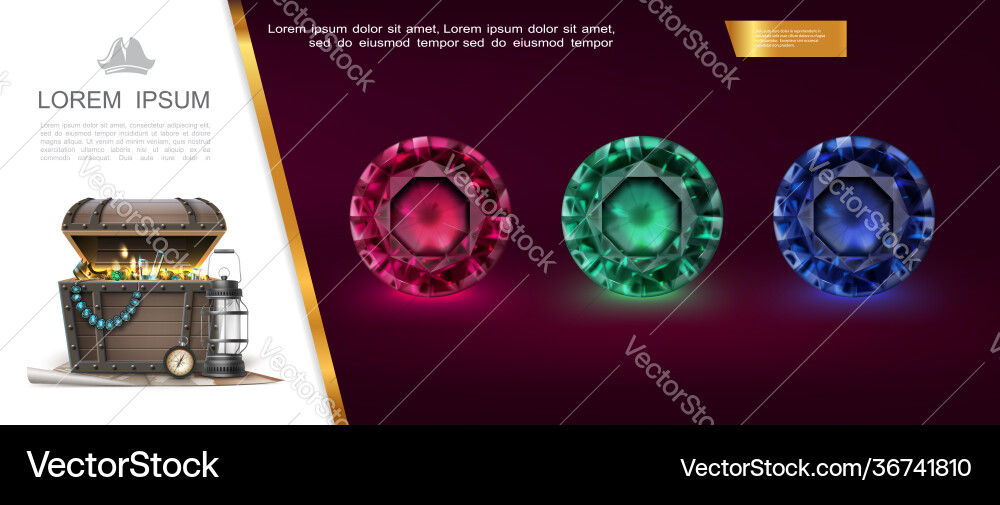 Realistic sea treasures concept Royalty Free Vector Image