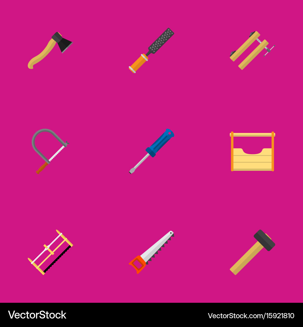 Set of 9 editable instrument flat icons includes Vector Image