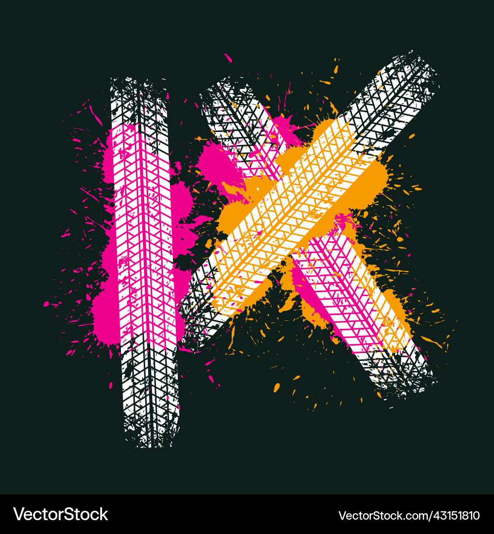 Simple cool vehicle tire tracks abstract Vector Image