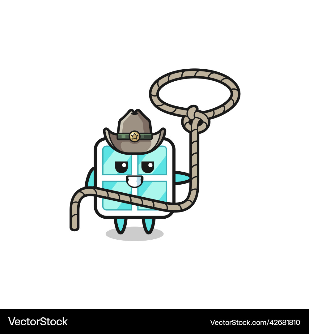 Window cowboy with lasso rope Royalty Free Vector Image