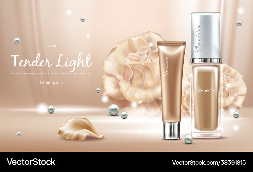 3d realistic concealer with pearls cosmetics Vector Image