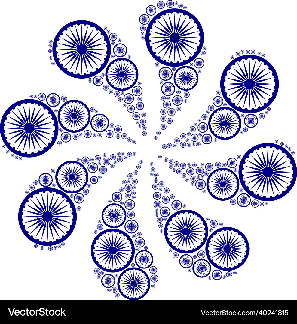 Ashoka chakra wheel icon swirl explosion Vector Image