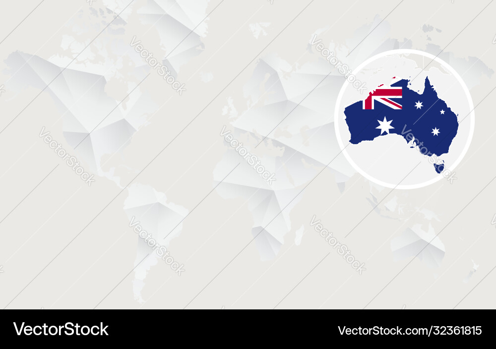 Australia map with flag in contour on white Vector Image