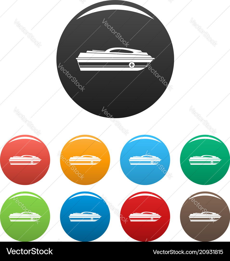 Boat icons set color Royalty Free Vector Image