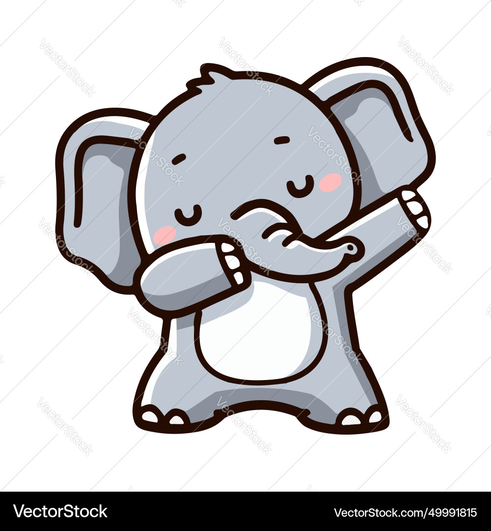 Cute elephant dab cartoon doodle Royalty Free Vector Image