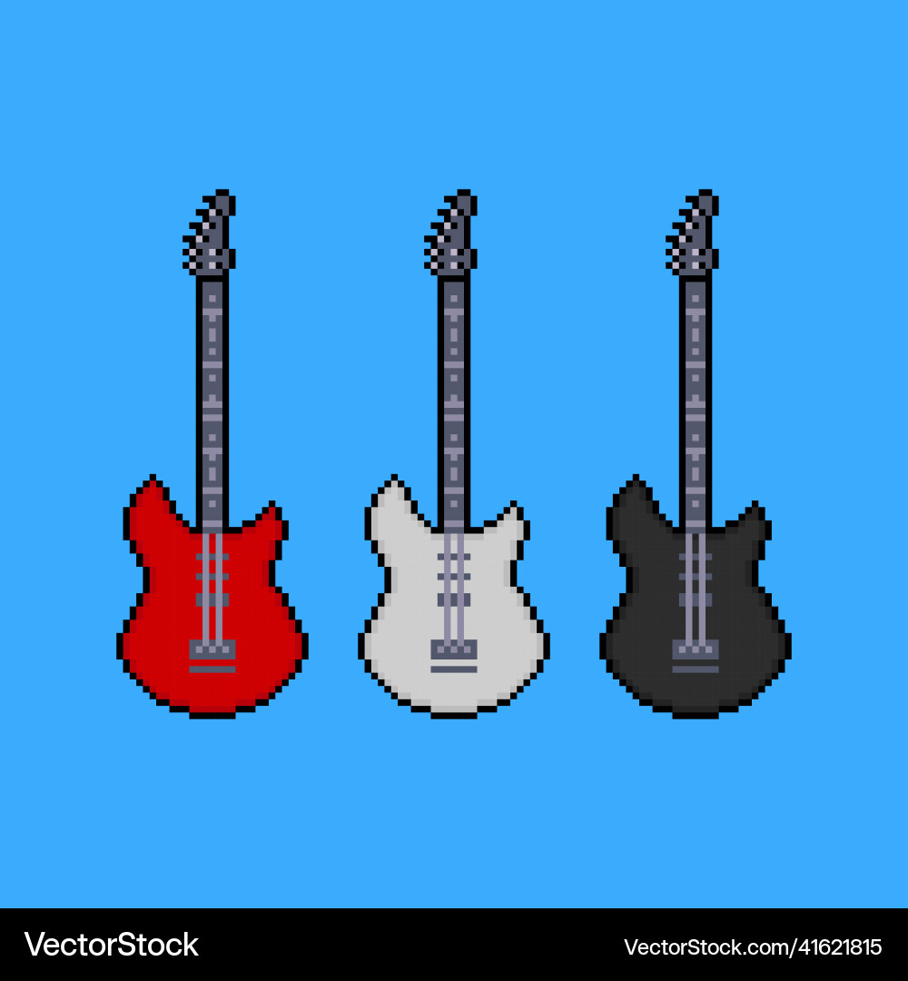 Electric guitars in pixel art style Royalty Free Vector