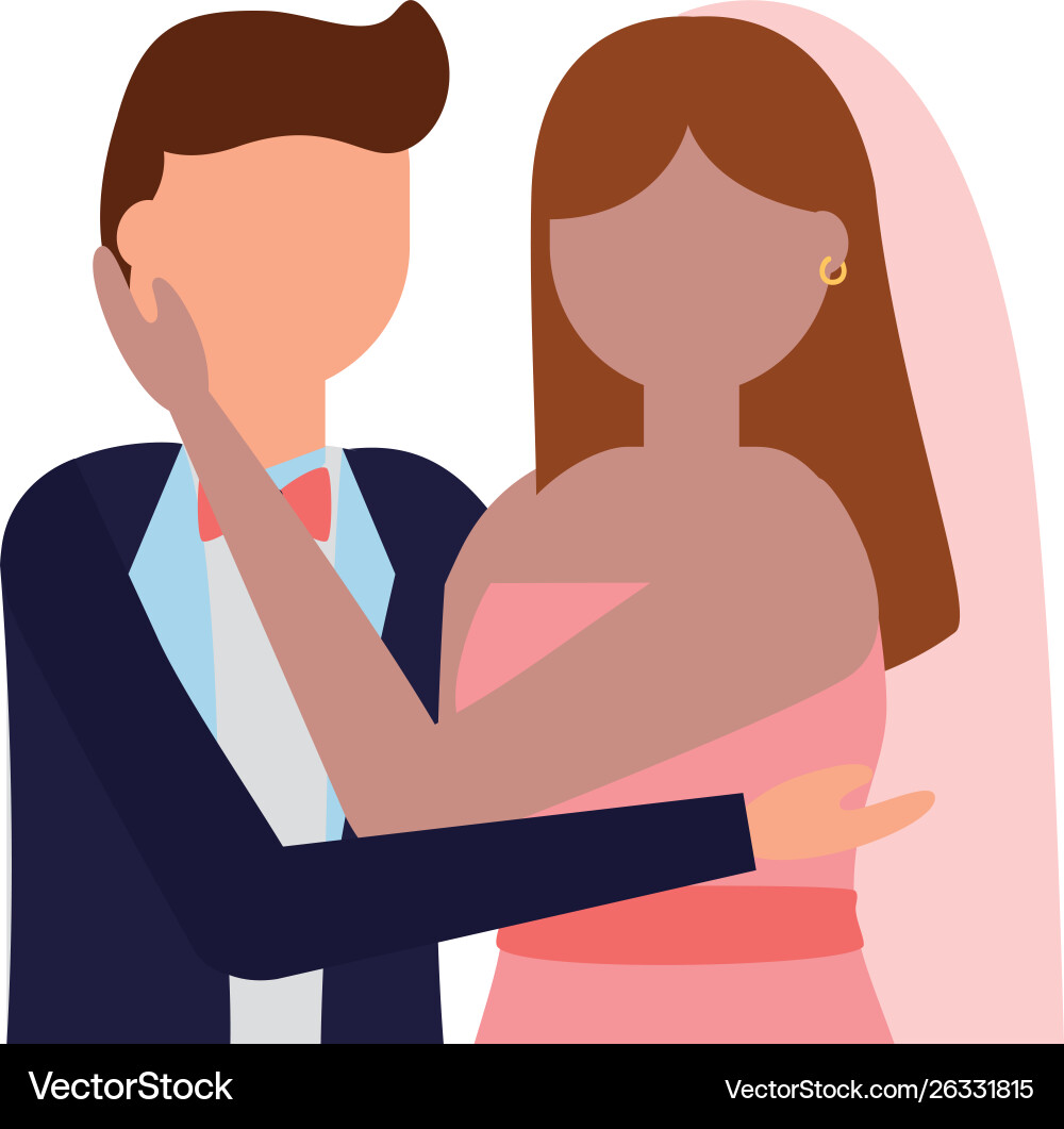 Flat design wedding people groom and bride Vector Image