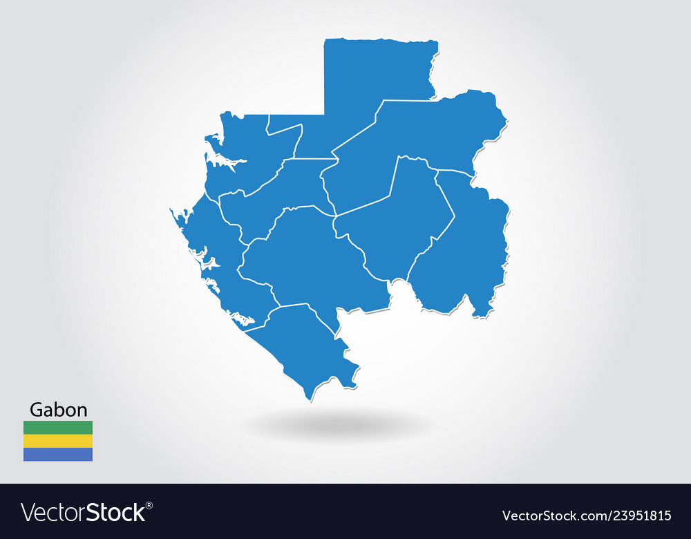 Gabon map design with 3d style blue Royalty Free Vector