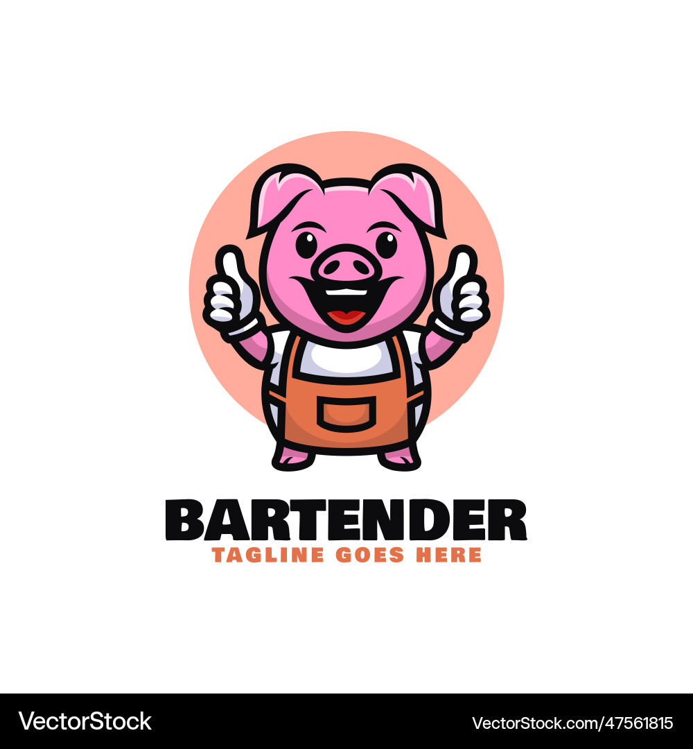 Logo bartender mascot cartoon style Royalty Free Vector