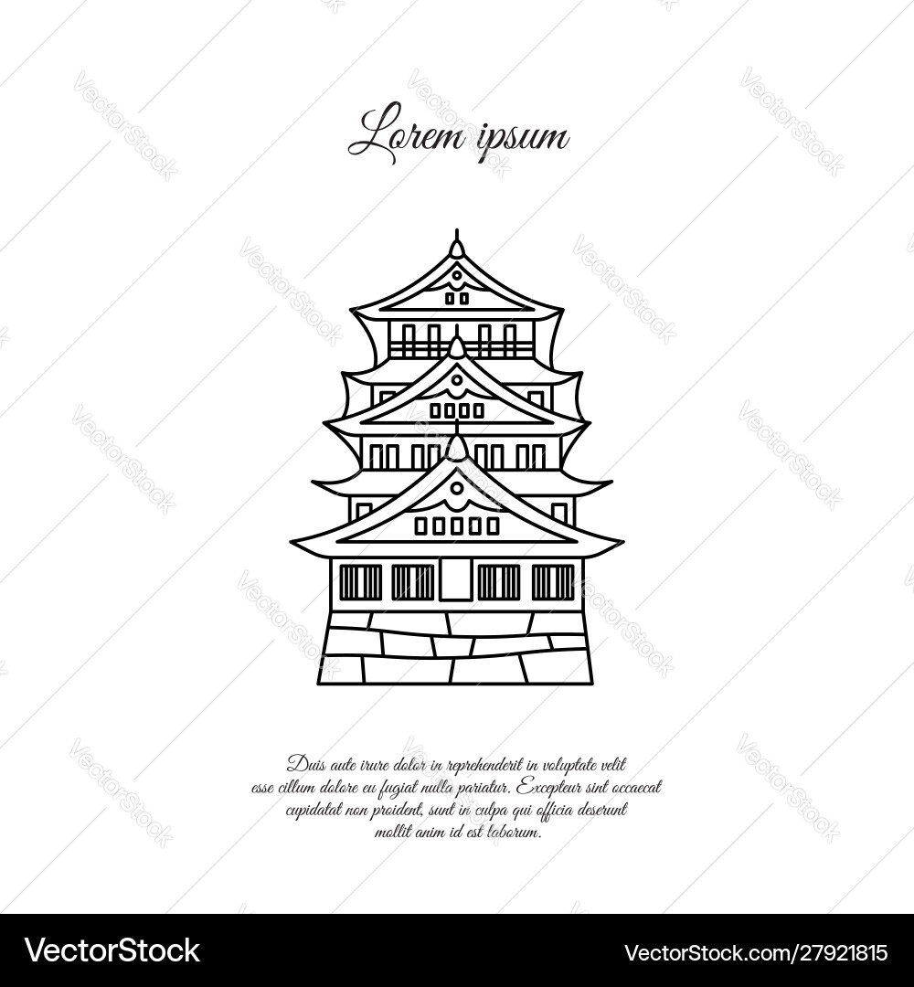 Osaka castle asian building or icon Royalty Free Vector