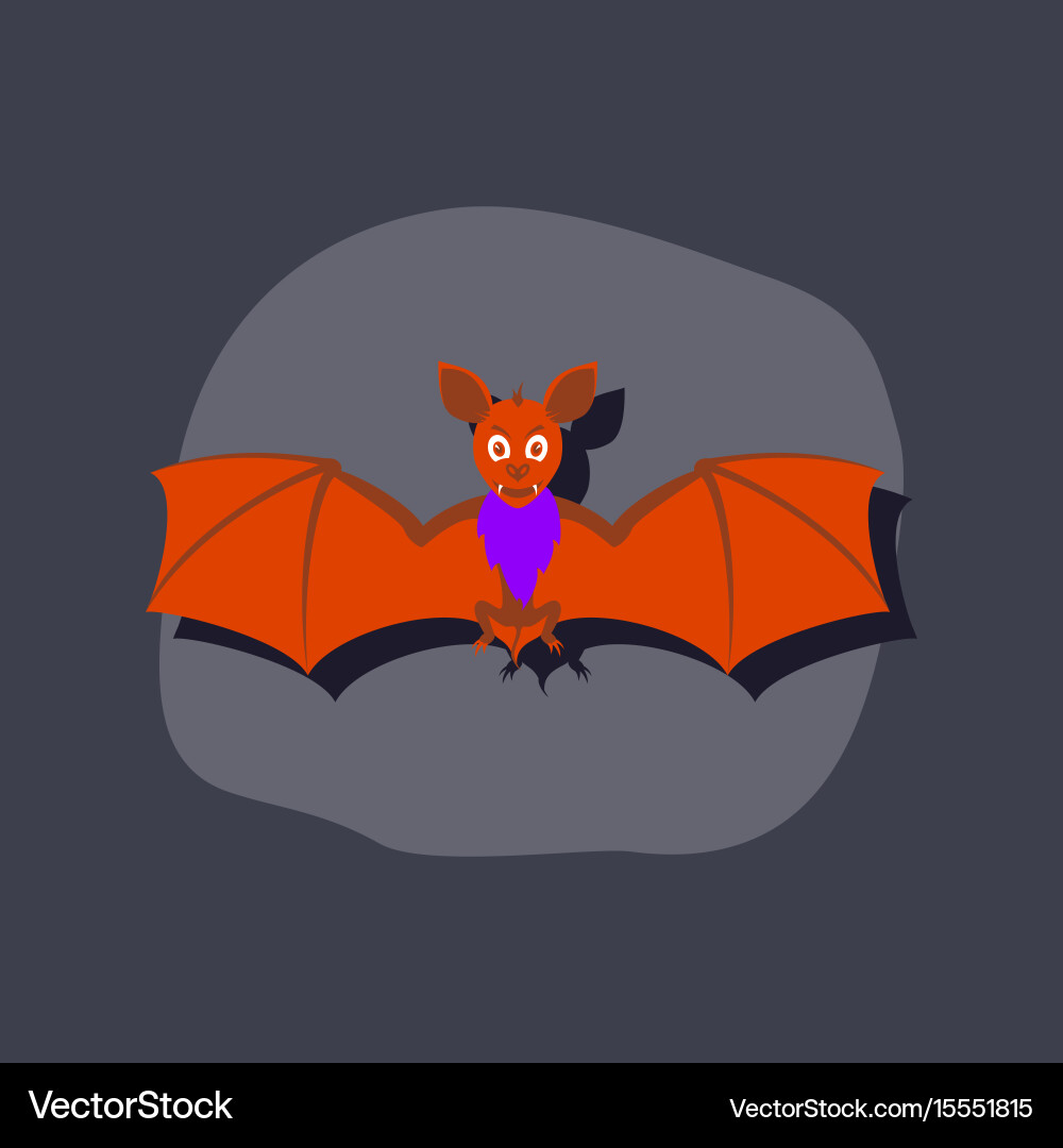 Paper sticker on stylish background cute bat Vector Image