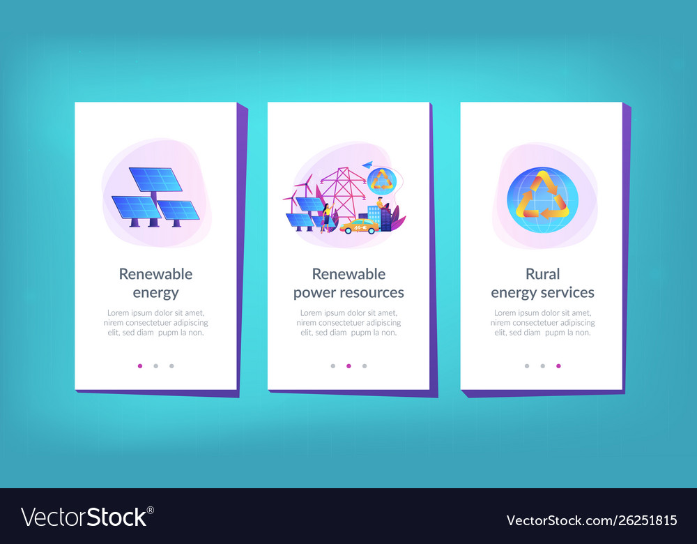 Renewable energy app interface template Royalty Free Vector