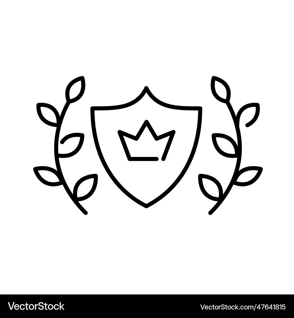 Shield with crown on it and laurel wreath premium Vector Image