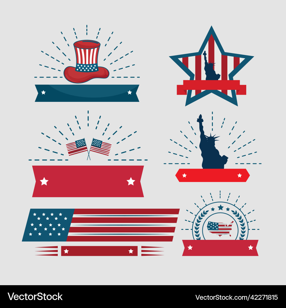 Six usa independence icons Royalty Free Vector Image