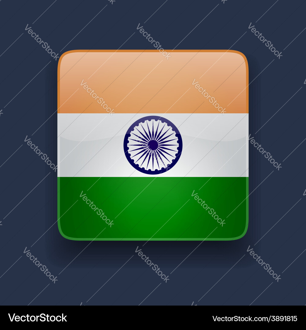 Square icon with flag of india Royalty Free Vector Image
