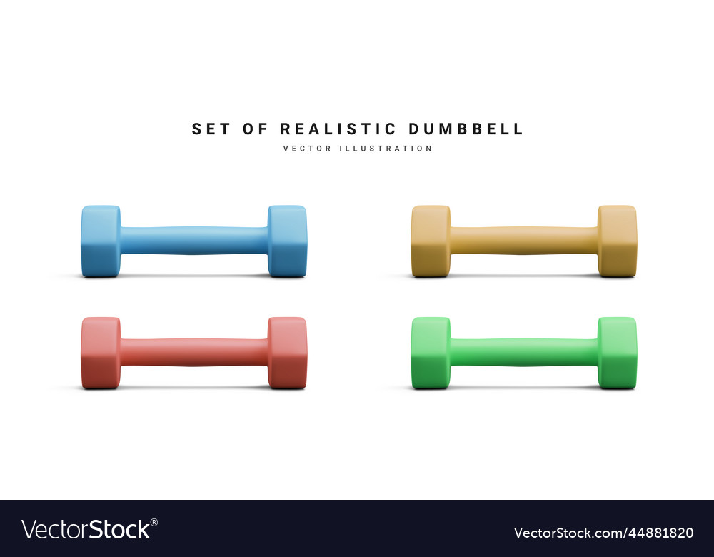 3d realistic set of dumbbells isolated on white Vector Image