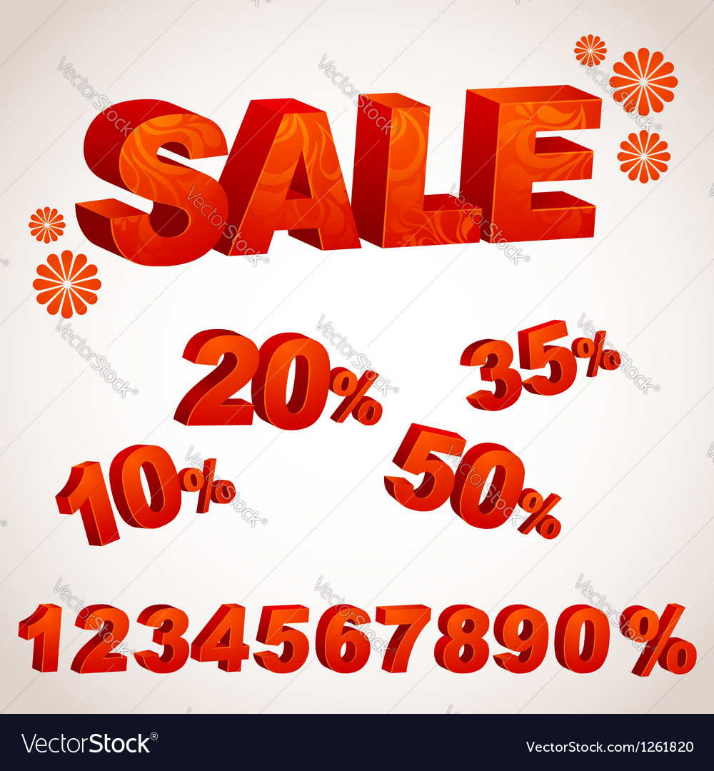 A sale discount set with percents Royalty Free Vector Image