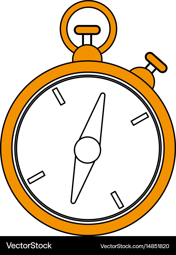 Color silhouette image yellow stopwatch icon Vector Image