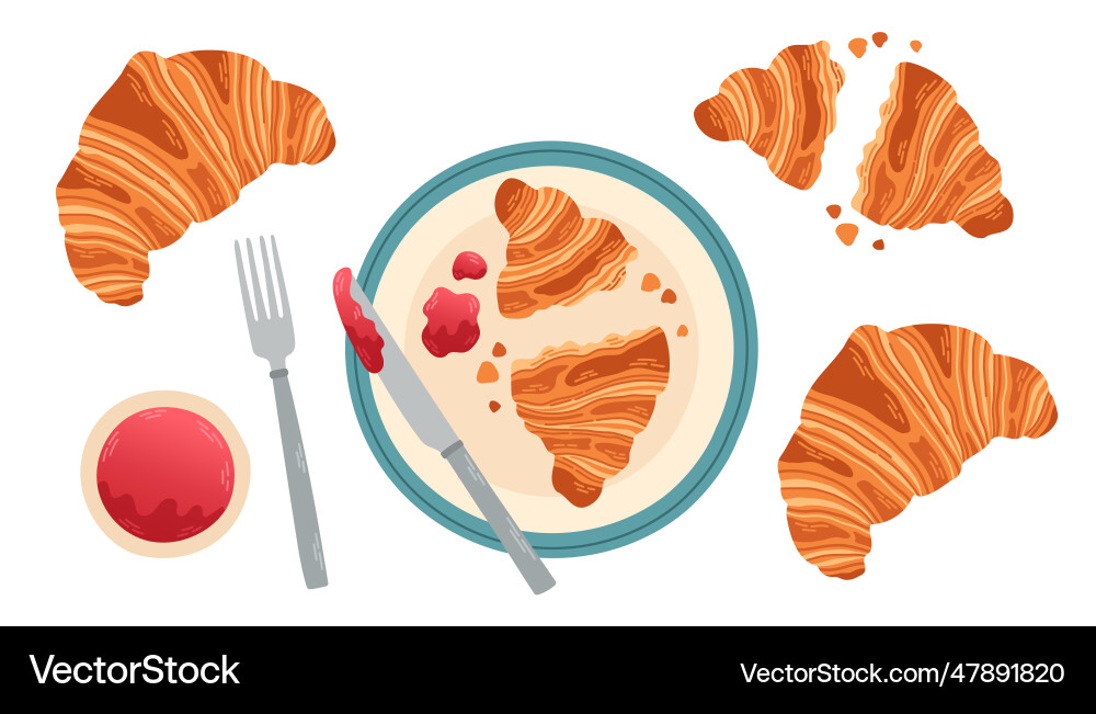 Croissant set of Royalty Free Vector Image - VectorStock