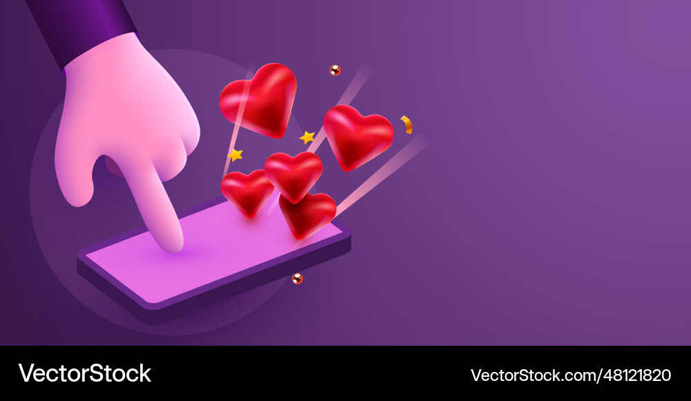 Cute cartoon hand touch mobile smartphone with Vector Image