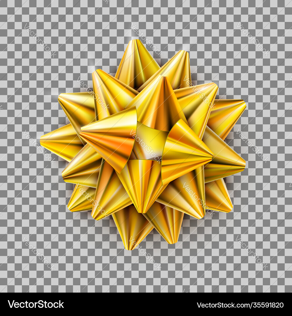 Gold realistic bow isolated on transparent Vector Image