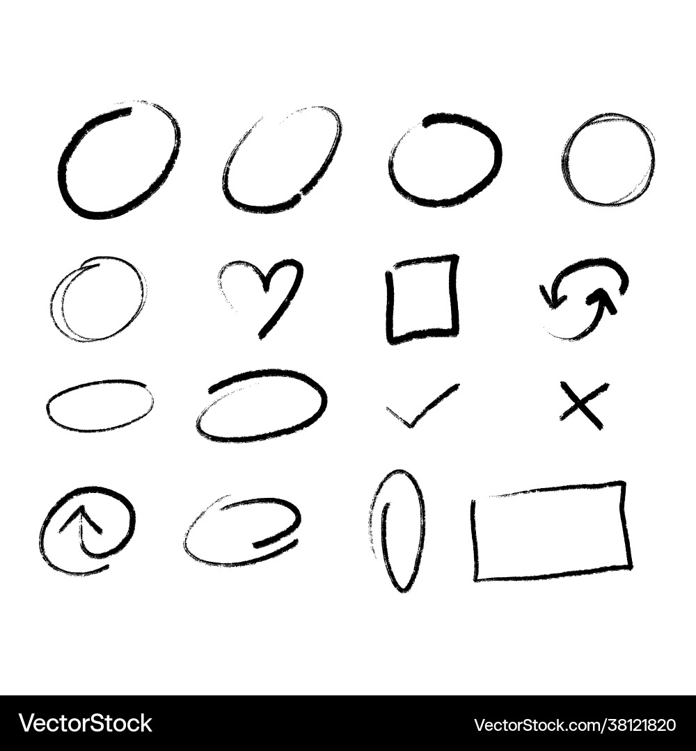 Hand drawn arrow set abstract shapes doodle Vector Image