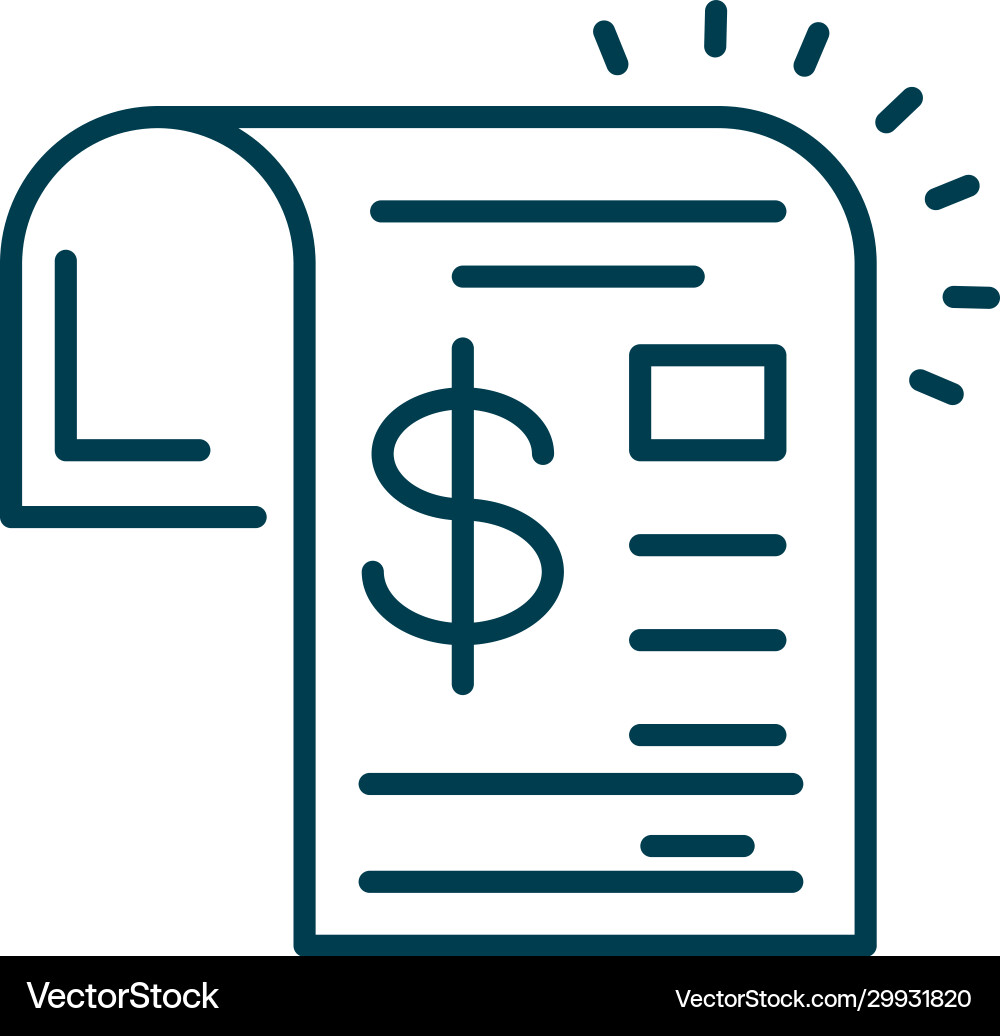 Invoice document with money symbol line style Vector Image