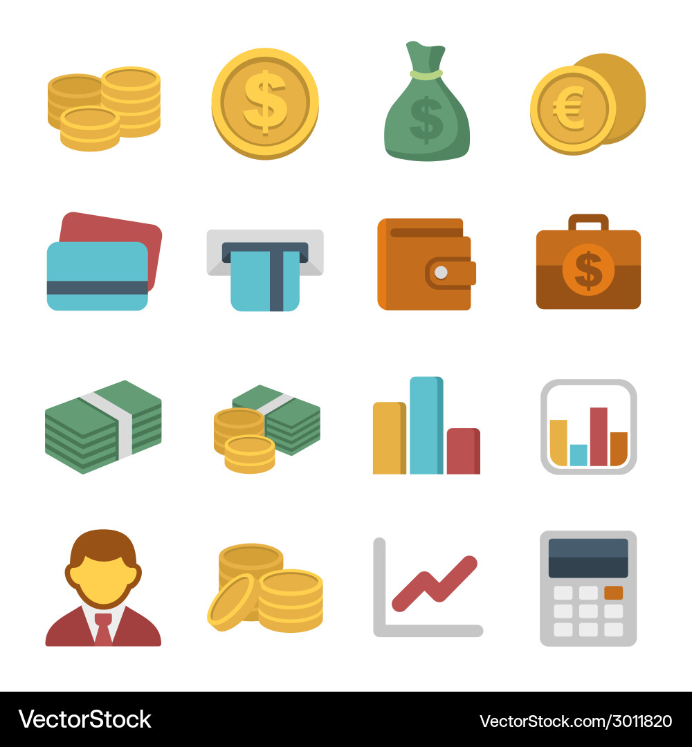 Money color icon set Royalty Free Vector Image