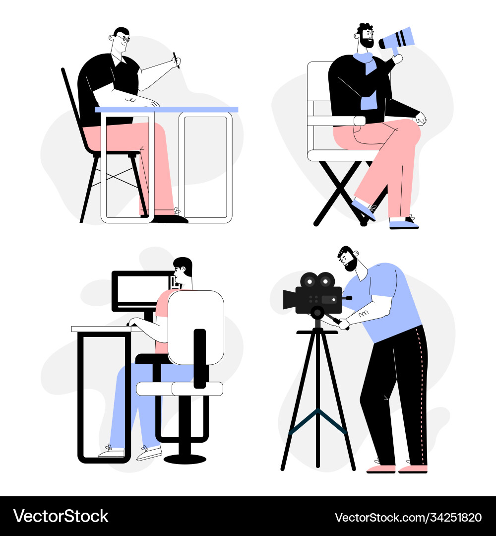 Movie production profession set Royalty Free Vector Image