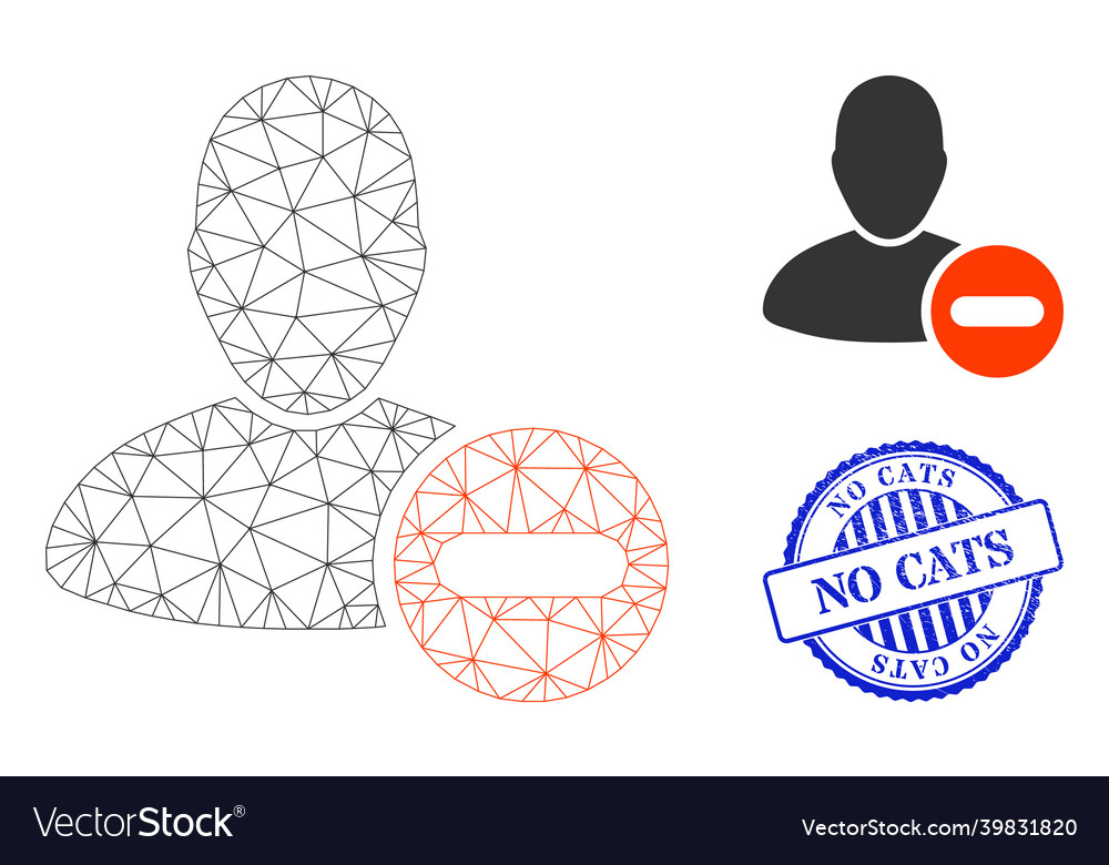 No cats scratched badge and web mesh remove user Vector Image No cats scratched badge and web mesh remove user Vector Image