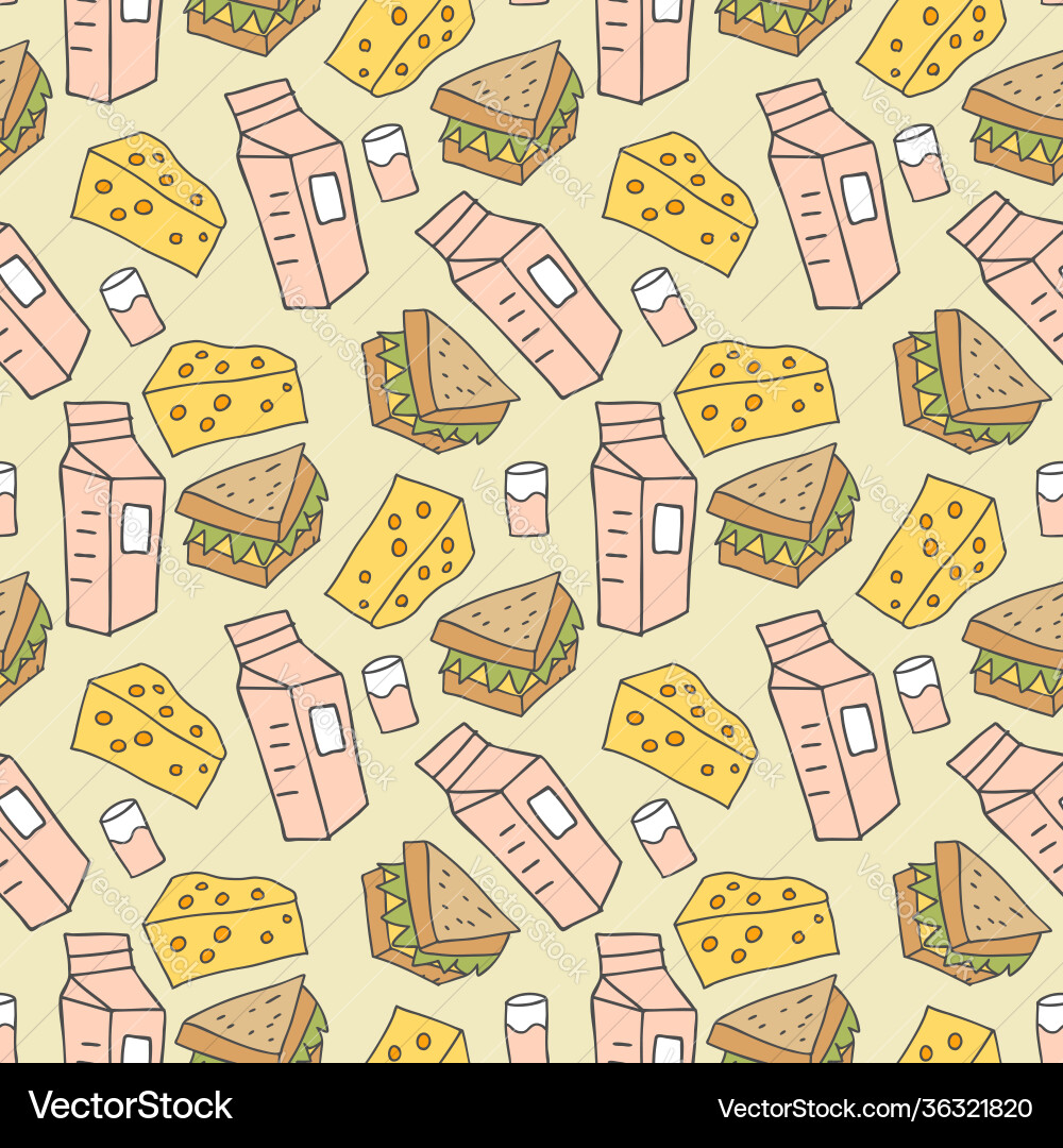 Pattern seamless kids with junk food doodle Vector Image