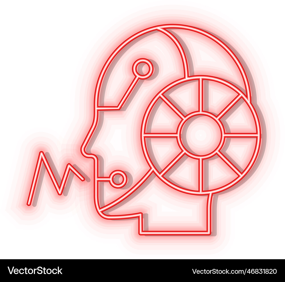 Retro style red neon icon communication digital Vector Image