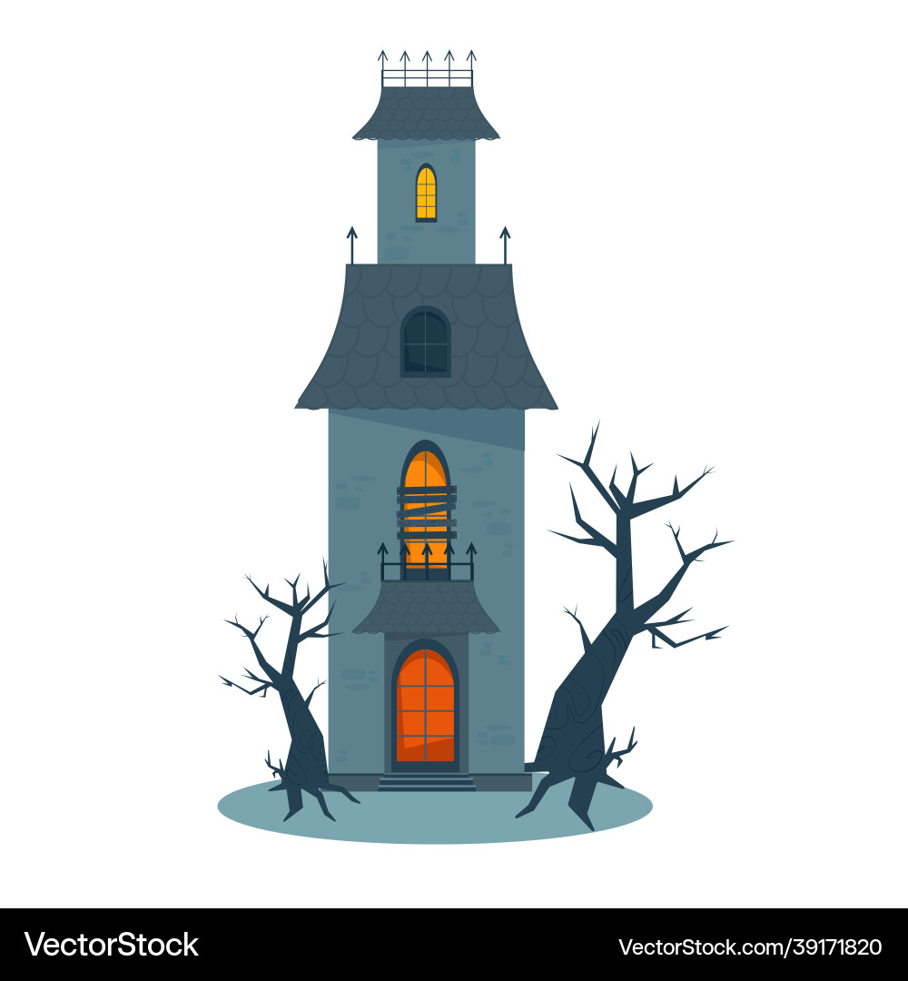 Scary haunted house and broken windows halloween Vector Image